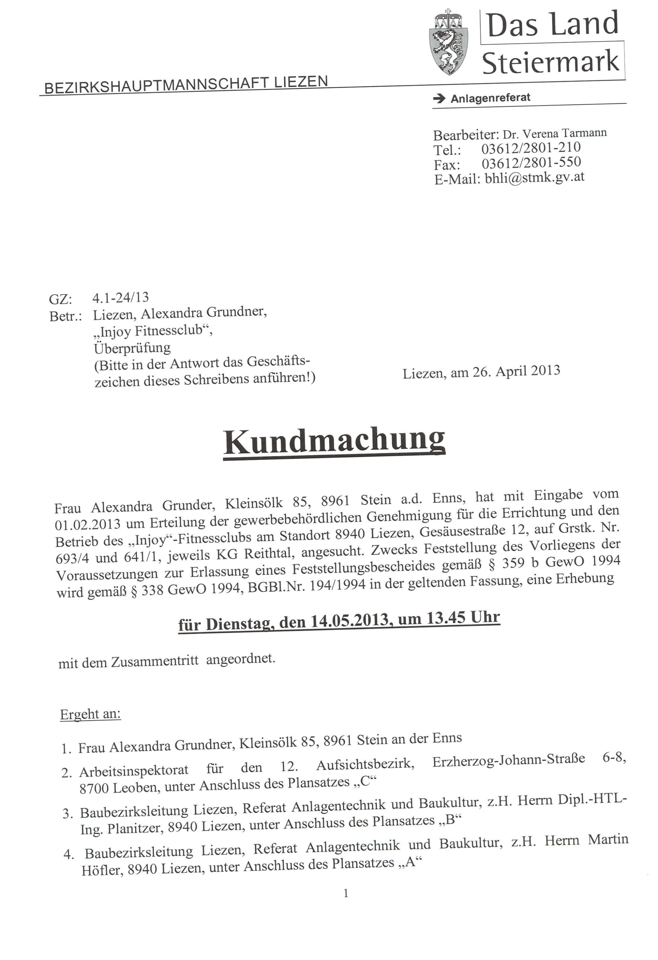 Kundmachung - BH Liezen - Land Steiermark