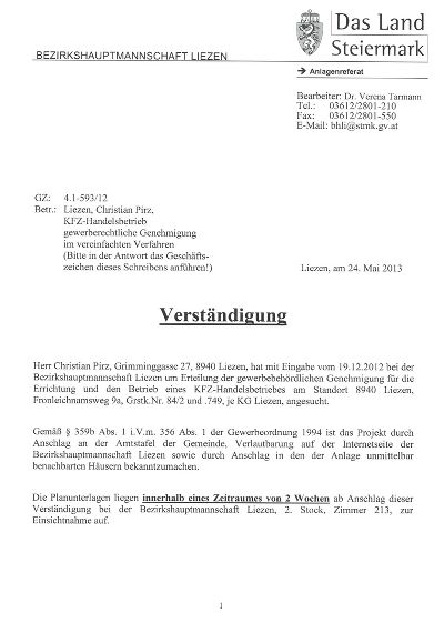Verständigung - BH Liezen - Land Steiermark