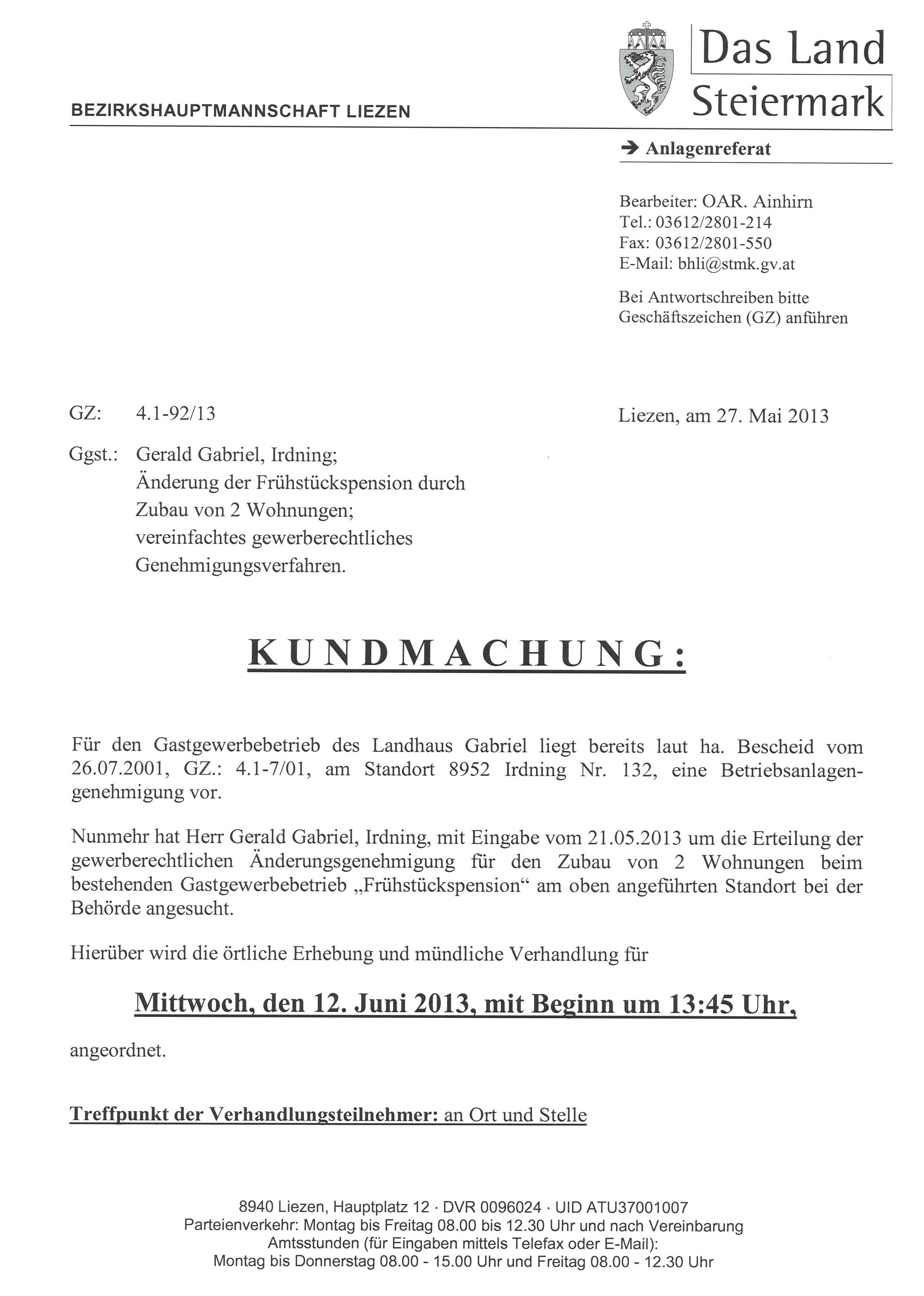 Kundmachung - BH Liezen - Land Steiermark
