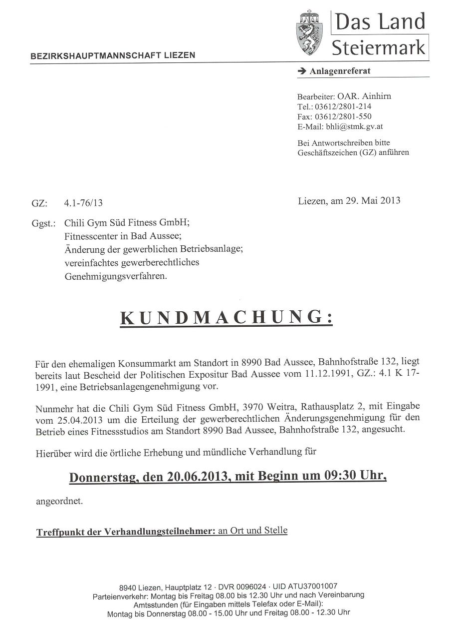 Kundmachung - BH Liezen - Land Steiermark